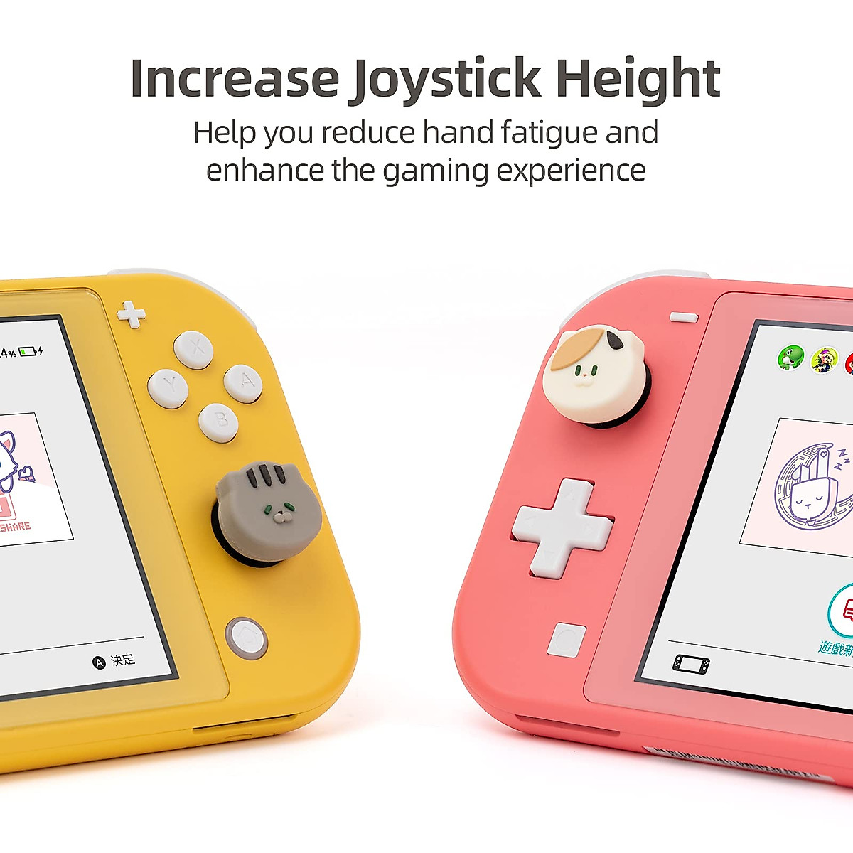GeekShare Silicone Big Face Cat Thumb Grip Caps, Compatible with Nintendo Switch/OLED/Switch Lite