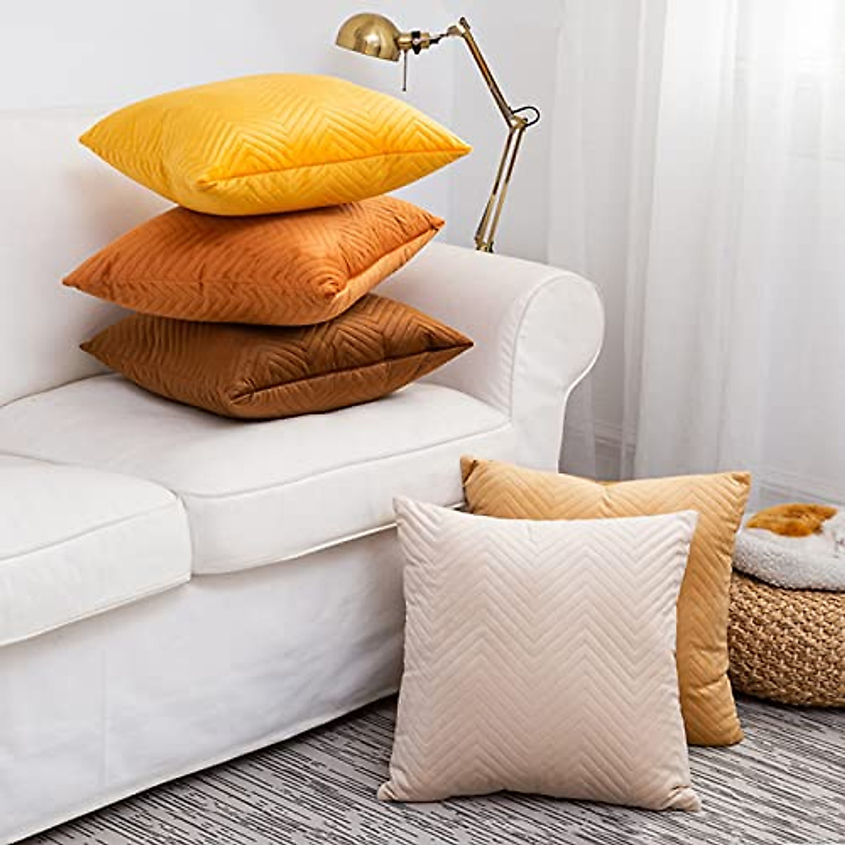 Gloppie Throw Pillow Covers Couch Pillows Cover 18x18 Bedroom Pillow Case Decorative Pillow Case Cushion Covers for Sofa Bed Office Living Room Modern Room Decor Yellow