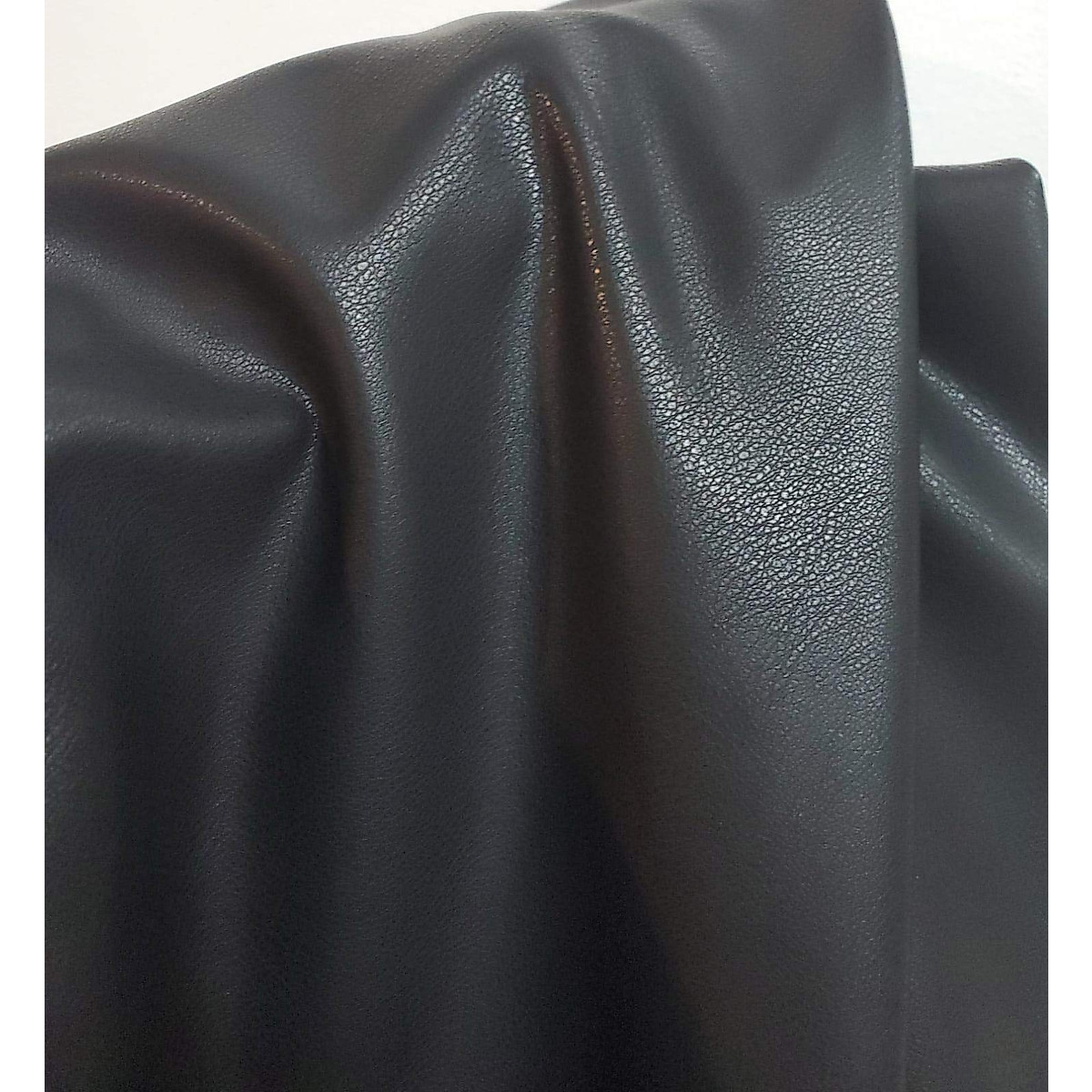 NAT Leathers™ | Black Garment Weight Thin Faux (Peta-Approved Vegan) Leather Synthetic Pleather 0.7 mm Stretch 1 Yard 52 x 36 inches Soft Smooth for Garments, Pants, Skirts Shirts 0.7 mm