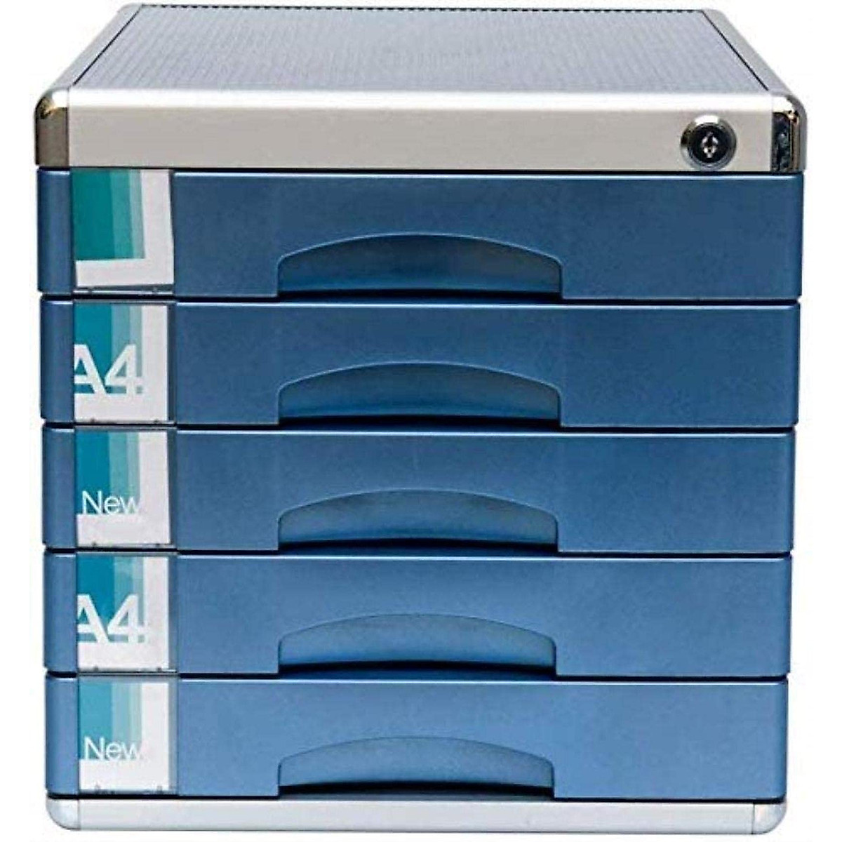 File Storage Cabinet Flat File Cabinets Flat 5 Drawer Lockable Data File Storage Cabinet - Aluminum Alloy - Blue 30x36x30.5cm Home Office Furniture File Box