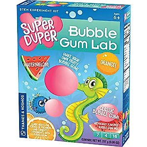 Thames & Kosmos Super Duper Bubble Gum Lab STEM Experiment & Activity Kit | Make Your Own Yummy Bubble Gum in 3 Flavors! | Learn About Science of Elastic Materials | Food Ingredients Included Small