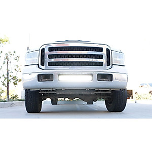 iJDMTOY Lower Grille 20-Inch LED Light Bar Compatible with 1999-2007 Ford F250 F350 Super Duty, Includes (1) 120W High Power LED Lightbar, Lower Bumper Opening Mount Brackets & On/Off Switch Wiring