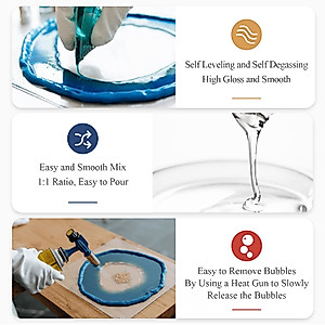 Epoxy Resin, 8.8OZ Resin Kit, Epoxy Resin Crystal Clear, Not Yellowing and No Bubble Self Leveling Easy Mix 1:1 Casting & Coating for DIY Jewelry Making of The Art Resin & Epoxy Resin (8.8oz)