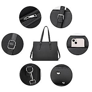 Laptop Bag for Women 15.6 inch Laptop Tote Bag Leather Classy Computer Briefcase Work Waterproof Handbag Professional Shoulder Bag Womens Business Office Large Capacity Bag Purse 2pcs