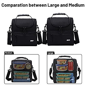 MIER Adult Lunch Box Insulated Lunch Bag Large Cooler Tote Bag for Men, Women, Double Deck Cooler(Black Large)