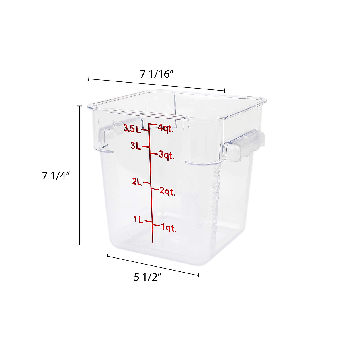 Excellante 4-Quart Polycarbonate Square Food Storage Containers, Clear