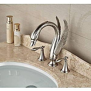 Kitchen Taps Faucet Morden Luxury Brushed Nickel Bathtub Faucet 3 Pieces Bathroom Faucet Two Handles Mixer Tap