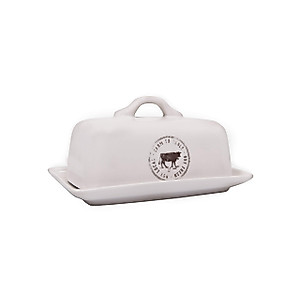 Stoneware Butter Dish with Cow Decal