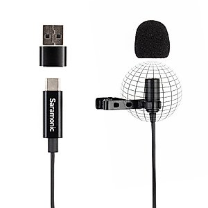 Saramonic LavMicro-U Professional Lavalier Microphone for iPhone 15, Android & iPad with USB-C & Computers with USB or USB-C with 6.6' Cable for Vlogging, Interviews, YouTube, TikTok, Live Streaming