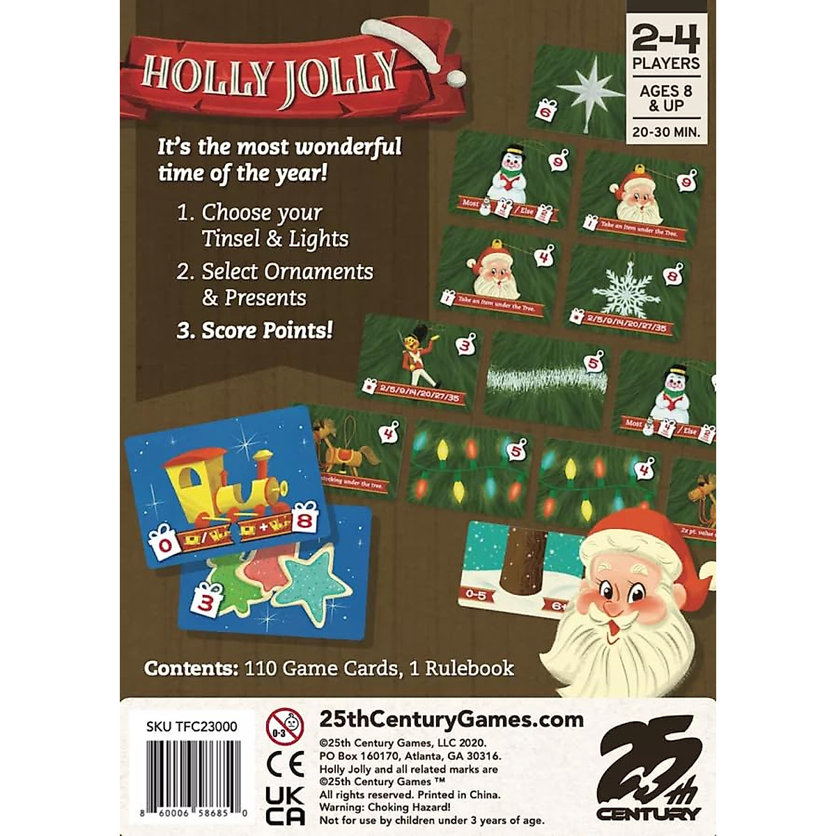 Holly Jolly , Christmas Themed Family Card Game , Collect Presents Ornaments & Stockings - 25th Century Games