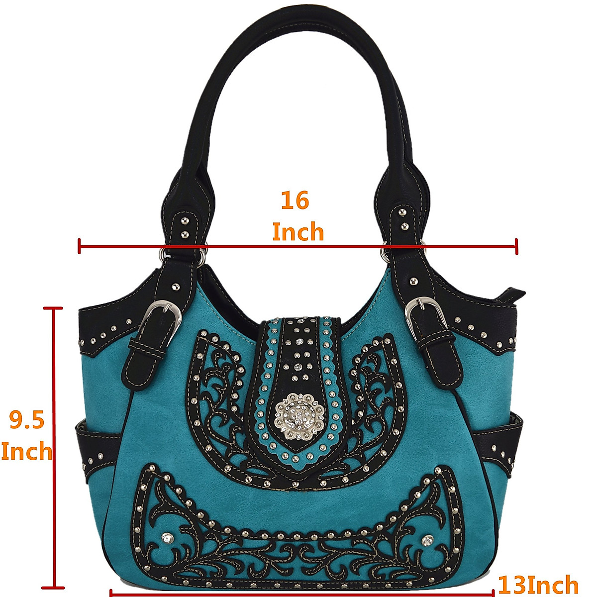 Western Style Concealed Carry Purse Concho Belt Cowgirl Country Handbag Women Shoulder Bag Wallet Set TQ