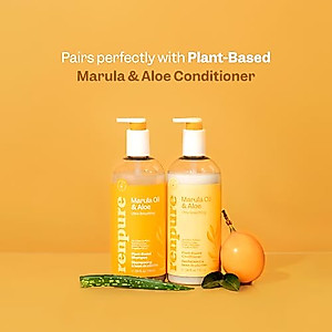 Renpure Plant Based Marula Oil and Aloe Ultra Smoothing Shampoo - Ideal for Dry, Frizzy Hair - Leaves Hair Hydrated - Rids Hair of Grime - Paraben Free - Recyclable, Pump Bottle Design - 24 fl oz