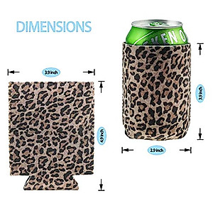 OKITCHEN Set of 3 Neoprene Beer Can Cooler Sleeve,Insulated Can Holder Sleeve for 12 oz Standard Iced Beer Can Bottle,Coral Fleece Super Soft Hand Feel,Leopard and Zebra Animal Pattern for Party