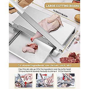 Moongiantgo Manual Meat Bone Cutter Rib Slicer Heavy Duty Chicken Cutting Machine with 16 Inch Knife SUS Bone Chopper for Beef Goat Pig Fish Butcher Commercial Kitchen (KD0298)