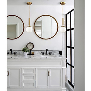 DIRYZON EUL Mid Century Modern Globe Pendant Light Opal Glass Hanging Light Fixture Gold Finish