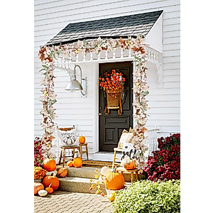 DearHouse 1Pcs Fall Garland Maple Leaf, 6Ft/Piece Hanging Vine Garland Artificial Autumn Foliage Garland Thanksgiving Decor for Home Wedding Fireplace Party Christmas (White)