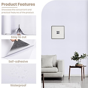 practicalWs 15.7 inch x118 inch White Contatc Paper Self-Adhesive Removable Wallpaper Easy to Apply Peel and Stick Wallpaper Kitchen Countertop Cabinet Reform Decor Wall Paper