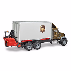 Bruder 02828 Mack Granite Ups Logistics Truck with Forklift Vehicles - Toys