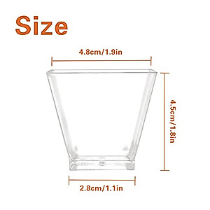 XiyaxiVici 50 PCS 2 oz Square Mini Plastic Dessert Cups, Transparent Parfait Cups Fruit cups Clear Appetizer Cups for Party Yogurt Fruit Trifle Mousse Pudding Ice Cream Cups