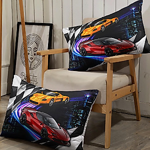 AILONEN Racing Car Fitted Sheet Set Twin XL Size,Black and White Grid Bed Sheet Set for Kids Boys Teen,3 Pieces Extreme Games Race Car Sheet Set for Room,1 Fitted Sheet with 2 Pillowcases