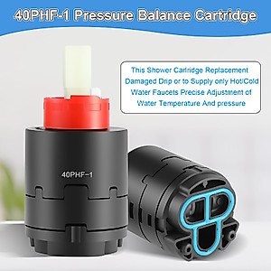 40PHF-1 40mm Pressure Balance Cartridge,Shower Cartridge Replacemen,Compatible With Shower Faucet for Shower Valve, Product Height 3.22 in (82mm) Width 1.57 in (40 mm)
