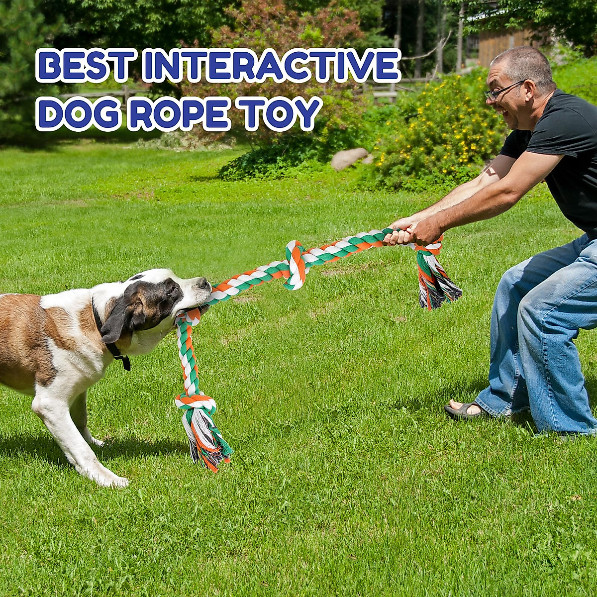 loncoldy Dog Toys for Aggressive Chewers 2 Pack Indestructible Dog Rope Toy, Tug of War Rope, Dog Toys for Large Dogs, Dog Chew Toys Teeth Cleaning, Tough Dog Rope Toys for Medium Large Dogs