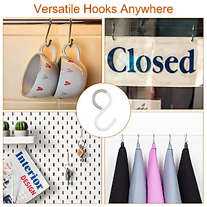 HARFINGTON 12pcs S Hooks 3.5" Plastic Hanging S Shaped Hooks Large S Hanger Closet Rod Hooks for Hanging Kitchen Utensils Cups Plants Jewelry Jeans Clothes Towels Tools, White