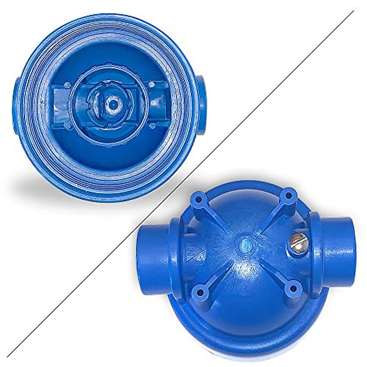 10 Inches European Design Transparent Standard Whole House Water Filter System with Presser Relief Valve, 3/4” Inlet/Outlet Brass Port and Yearly Supply (4) Sediment Cartridges 5 Micron