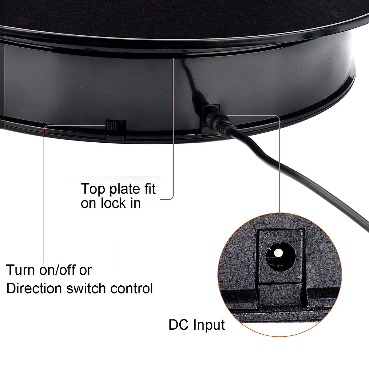 Leadleds 12 Inches Black Color Rotating Display Stand for Jewelry Portrait Model Photography Bracelet Shoe Exhibition Cake Stand