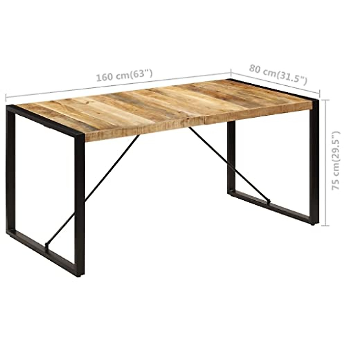 YPWRENH Rectangular Wooden End Table Dining Table 63 "x31.5 x29.5 Solid Mango Wood for Dining Room, Kitchen or Living Room
