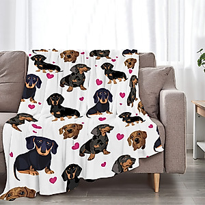 Dachshund Blanket for Girls Boys Women Gifts for Dachshund Lovers Dachshund Throw Blanket for Kids Adults Ultra Soft Cozy Fleece Blanket for Couch Sofa ​Bed 40"x50"