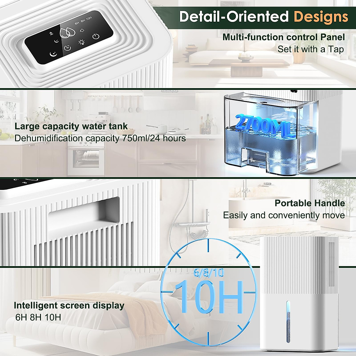 Portable Home Dehumidifier for Basements|91 OZ Tank|900 sq.ft Coverage|Quiet Smart Design with Auto Shut-Off