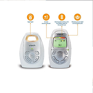 VTech DM223 Audio Baby Monitor with up to 1,000 ft of Range, Vibrating Sound-Alert, Talk-back Intercom, Digitized Transmission & Belt Clip (Renewed)