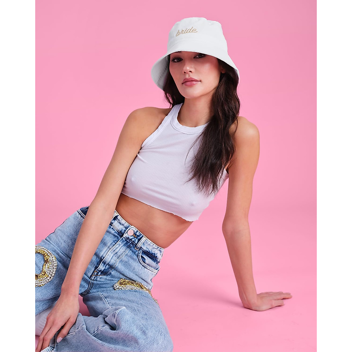 xo, Fetti Bachelorette Party Embroidered White Bride Bucket Hat | Bach Party Decorations, Beige Bride to Be Accessory, Neutral Bridesmaid Favors, Bridal Shower Supplies