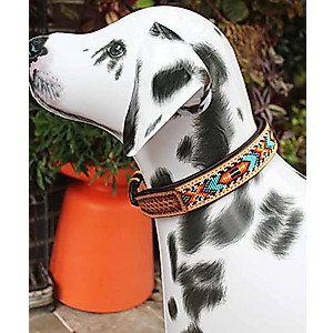 XSmall 9''- 13'' Basket Weave Tooled Padded Leather Beaded Dog Puppy 60RT19