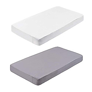 Bamuho 2 Pack Crib Sheet, Fitted Crib Sheet for Standard Crib and Toddler Mattress Soft Baby Sheet - Grey and White 52"x 28" x 8"