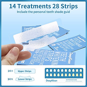 Teeth Whitening Strips - DeepKlean White Strips for Removing Years Stains, Enamel Safe, 3 Days Express Result, 28 Teeth Whitener Strips for Teeth Sensitive 14 Treatments Peppermint Non-Slip Strips
