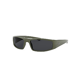 Ray-Ban Rb4335 Rectangular Sunglasses, Military Green/Dark Grey, 58 mm