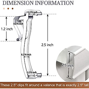 2.5 Inch Valance Clips, Clear Plastic Valance Clips for Blinds, Hidden Blinds Valance Clips for Horizontal Blind Valance (12 Pieces)