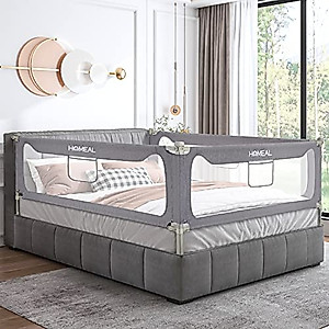 HOMEAL Bed Rail for Toddlers, Extra Tall Toddler Bed Rails, Baby Bed Rail Guard, Infant Safety Bed Guardrail, Bed Safety Rail fits Twin, Queen & King Size Mattress (Grey, 78.7",1 Piece)