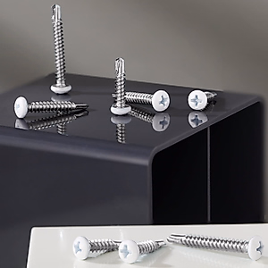 100 Pcs 5 Size #8 White Screws White Wood Screws White Pan Head Screws White Sheet Metal Screws Stainless Steel Screws Wall Plate Fast Self Tapping Screws Thread Truss for Switches Covers Replacement