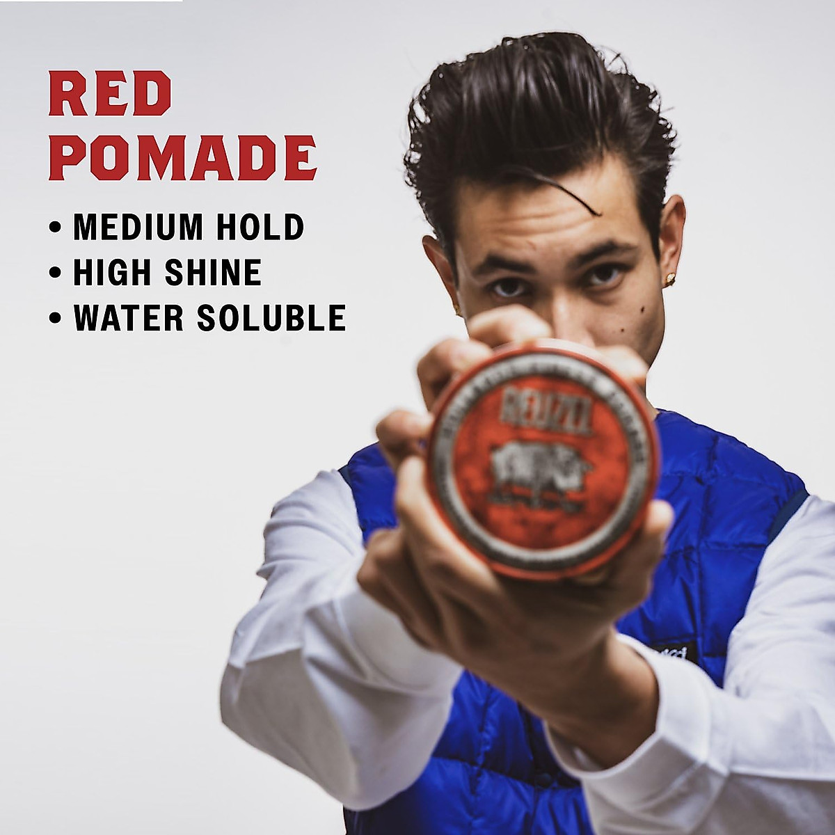REUZEL Red Pomade, High Sheen, Water Soluble, 4 oz.