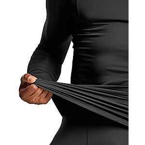 ATHLIO Men's Thermal Long Sleeve Compression Shirts, Turtle/Mock Winter Sports Base Layer, Active Running Shirt, Active Shirts 3pack Black/Black/Black, Medium
