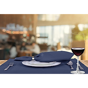 Threadmill Folkstone Blue Cloth Napkins Set of 12 Cotton, Reusable 20 x 20 inch Napkins Cloth Washable, Dinner Napkins Perfect for Wedding, Parties, Cocktails, Fall, Thanksgiving, Christmas