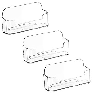 MaxGear Acrylic Business Card Holder for Desk Plastic Business Card Display Clear Business Card Stand Desktop Business Card Holders for Home & Office, 3.82 x 1.80 x 1.43 inches, 3 Pack