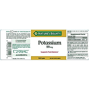 Nature's Bounty Potassium Gluconate 99 mg, 100 Caplets