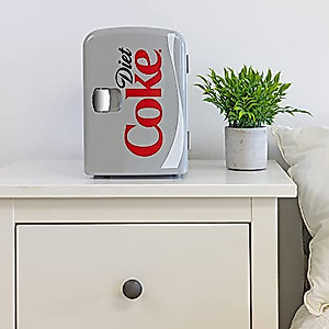 Coca-Cola Diet Coke DC04 4 Liter/4.2 Quarts 6 Can Portable Mini Cooler/Fridge, Beverages, Baby Food, Skincare and Medications-Use at Home, Office, Dorm, Car, RV or Boat-with AC & DC Plugs, Gray