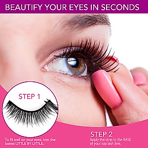 Self Adhesive Eyelashes, 8PCs False Eyelashes Natural Look, Reusable Adhesive Eyelashes, Self Adhesive Eyelashes Reusable Self Sticking, No Glue Eyelashes, False Lashes Natural Look for Women