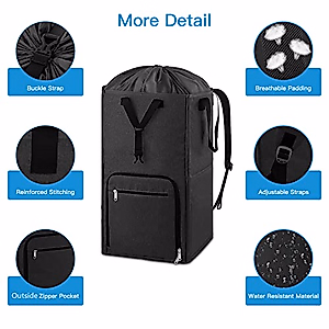 Laundry Backpack Bag, Bukere Extra Large 2 in 1 Laundry Hamper Basket for College Students Dorm Essentials, Adjustable Shoulder Straps, Freestanding Laundry Bag for Apartment, Laundromat, Travel