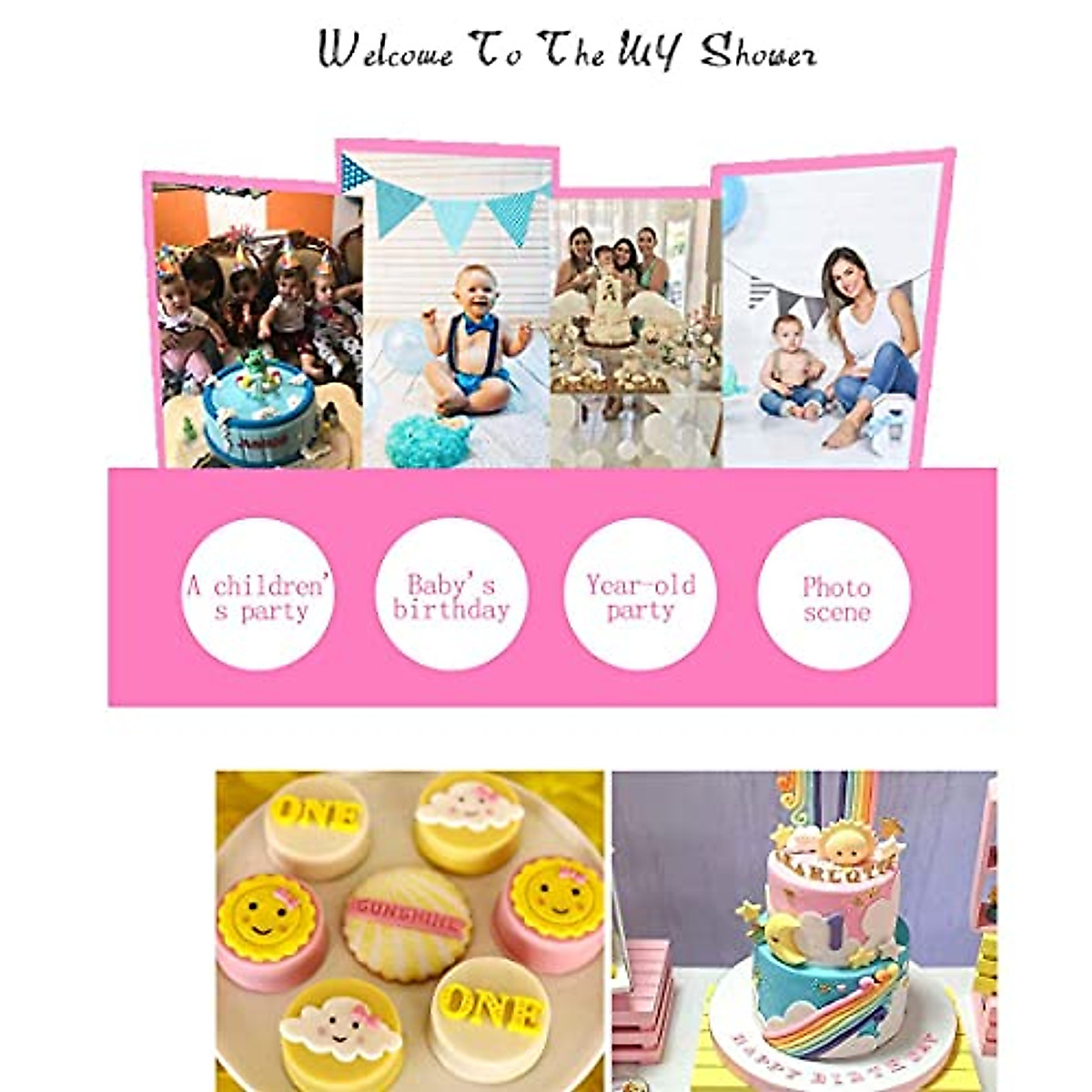 Sunshine Baby Shower Decorations Handmade You are My Sunshine Banner, Sunshine ONE Fabric Ribbon High Chair Banner- 1st Birthday Girls First Birthday Supplies (Sunshine Baby One Set)